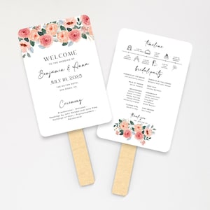 Wedding Program Fan Template With Wedding Timeline Floral Wedding ...