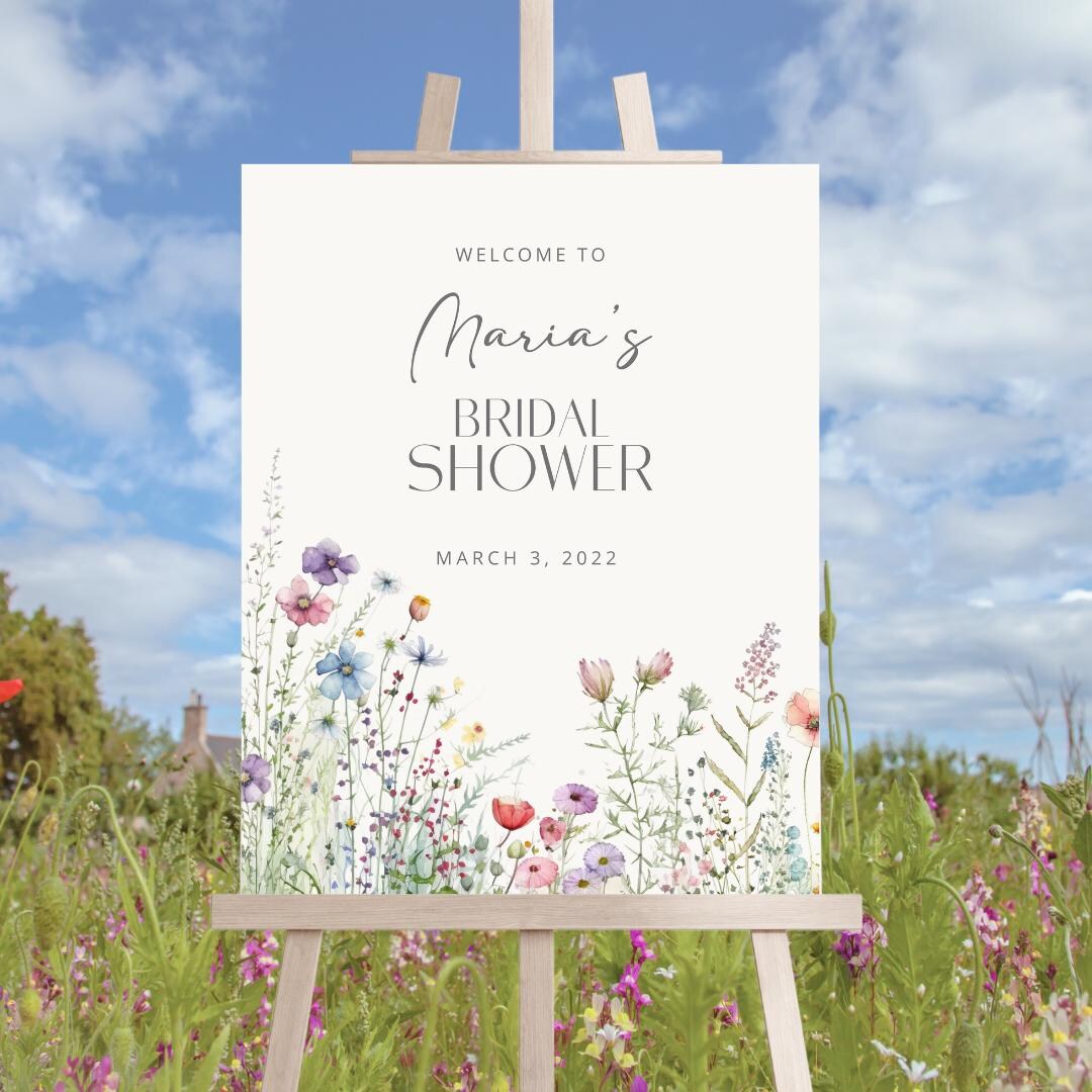 Wildflower Bridal Shower Welcome Sign Template, Floral Boho Welcome ...