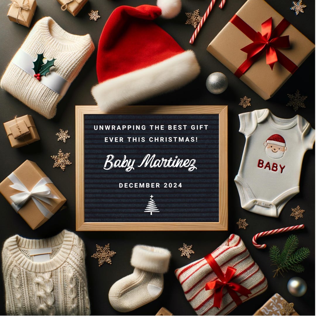 Christmas Pregnancy Announcement Digital Christmas Pregnancy Reveal ...