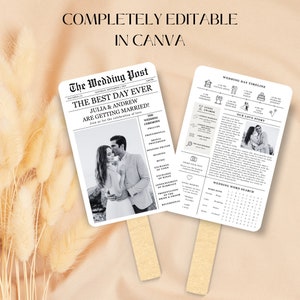 Newspaper Wedding Program Fan Template, Wedding Newspaper Program Fan ...