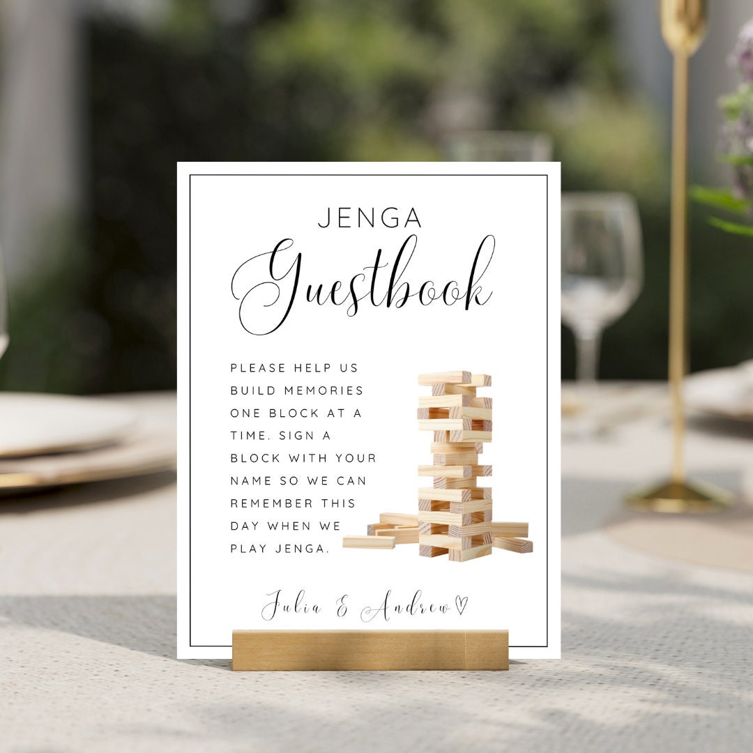 Wedding Jenga Guest Book Alternative Template, Printable Wedding Guest ...