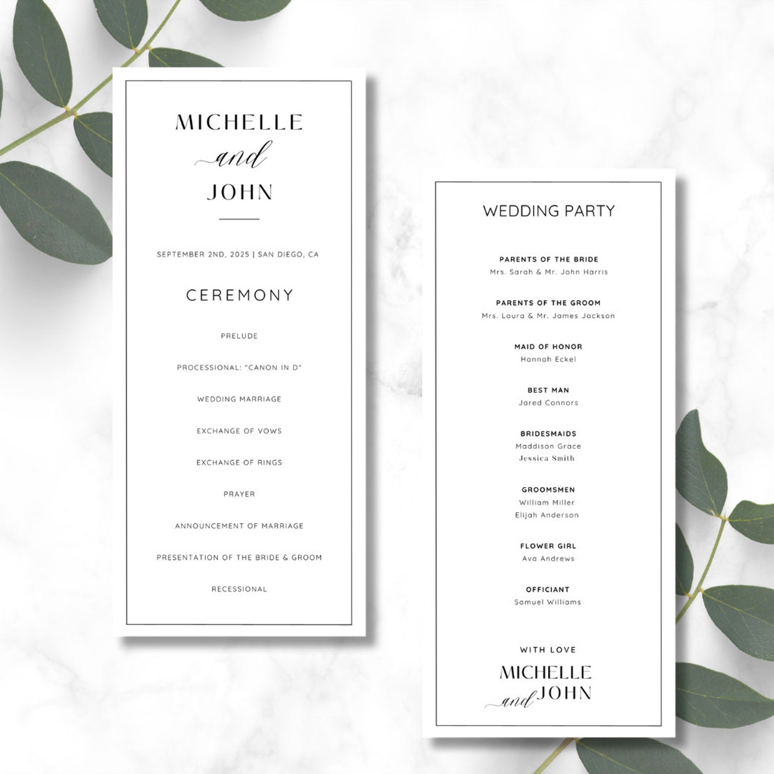 Wedding Program Template, Editable Ceremony Program, Wedding Timeline ...