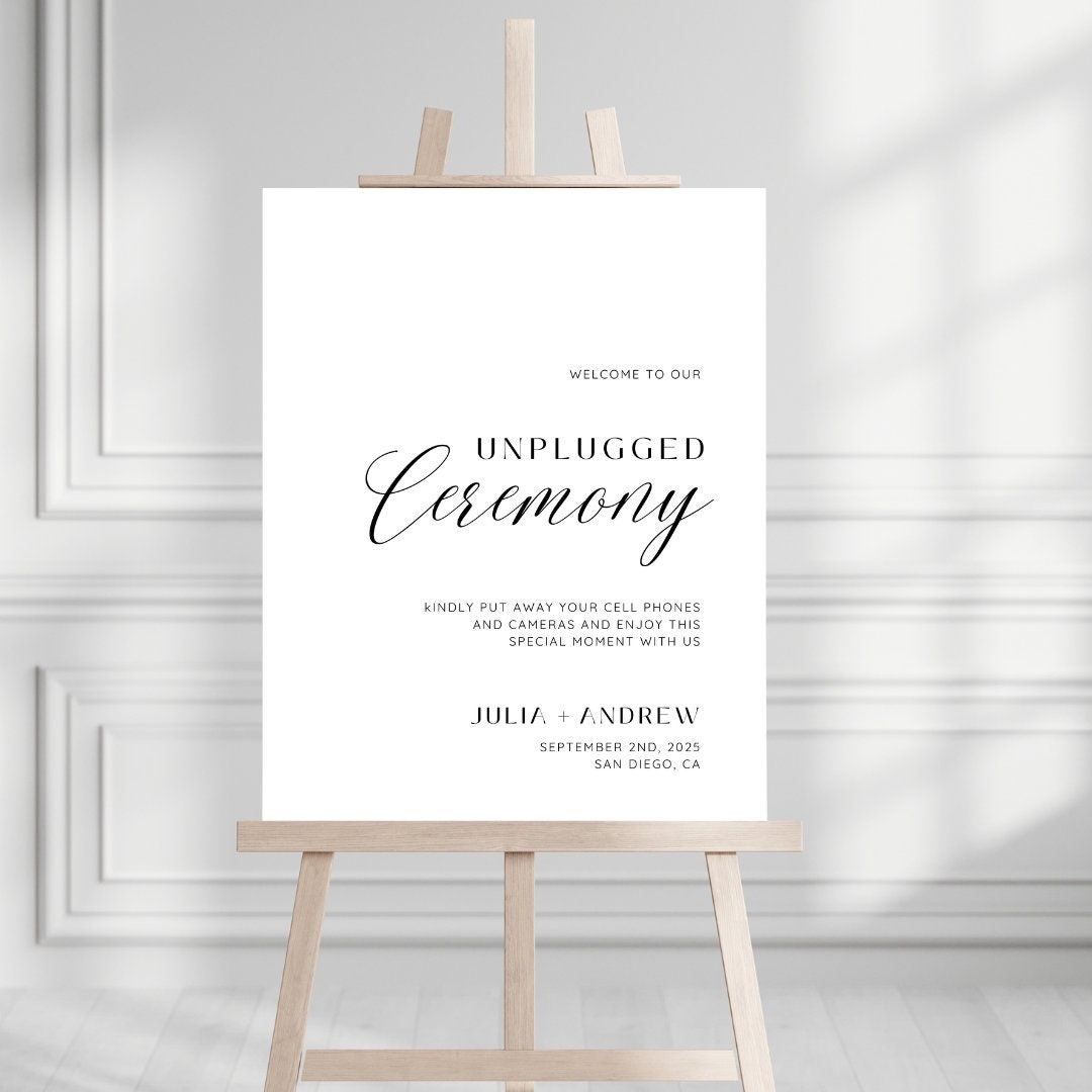 Unplugged Ceremony Sign Template Modern Unplugged Wedding Sign Wedding ...