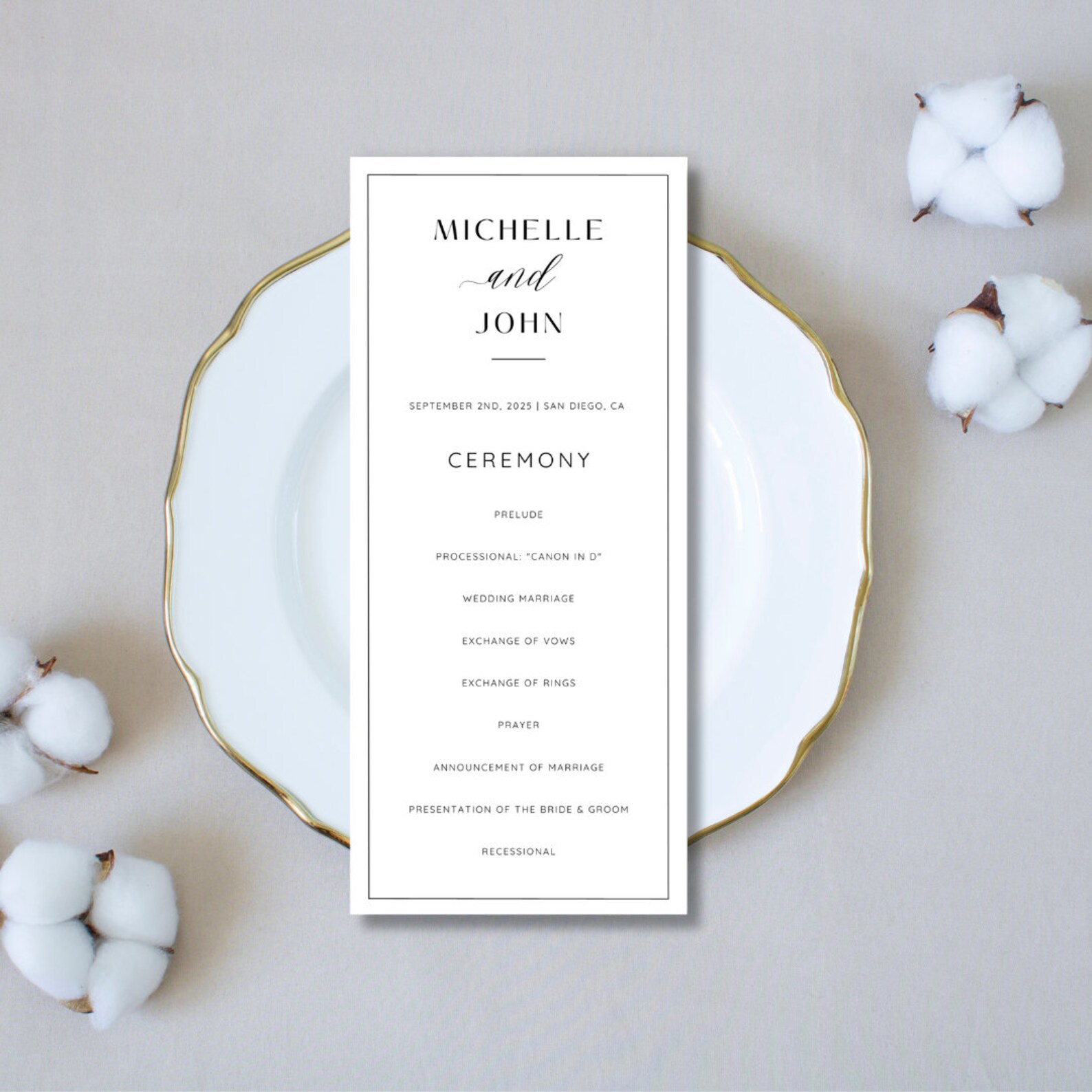 Wedding Program Template, Editable Ceremony Program, Wedding Timeline ...