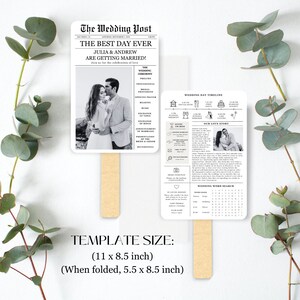Newspaper Wedding Program Fan Template, Wedding Newspaper Program Fan ...