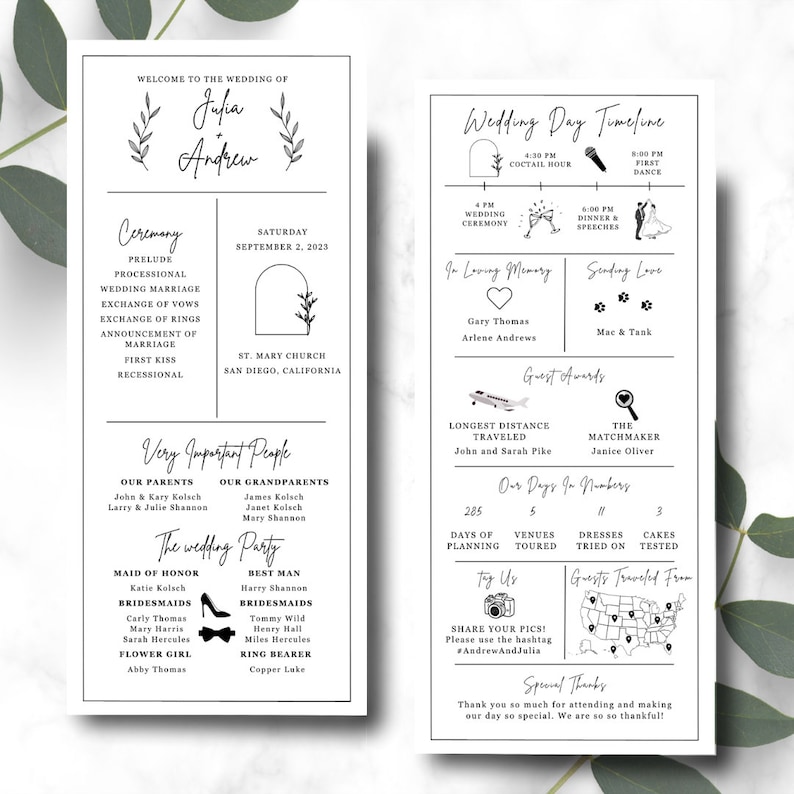 Editable Wedding Program Template Modern Ceremony Program - Etsy Australia
