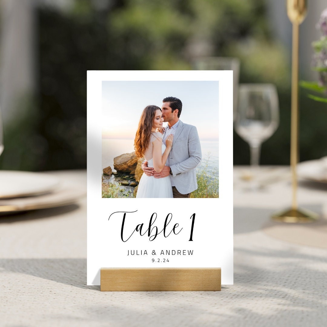 Wedding Table Numbers, Printable Photo Table Numbers, Editable Table ...