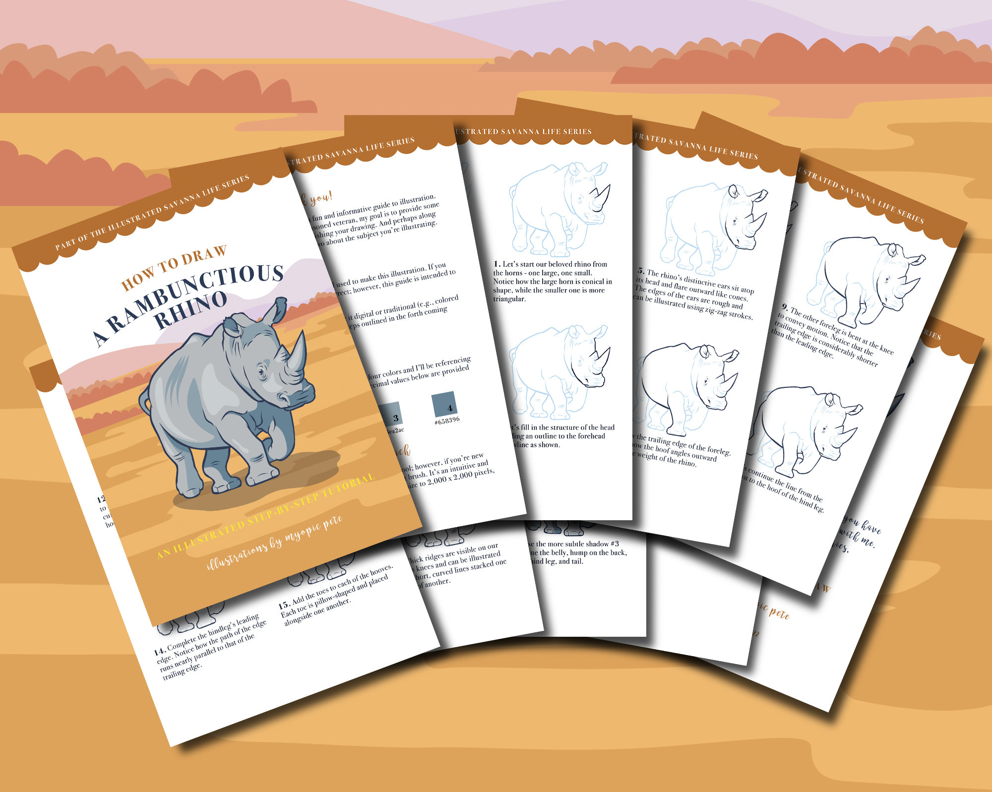 Step-by-step: How to Draw Animals of the Savanna 5 PDF Pack - Etsy