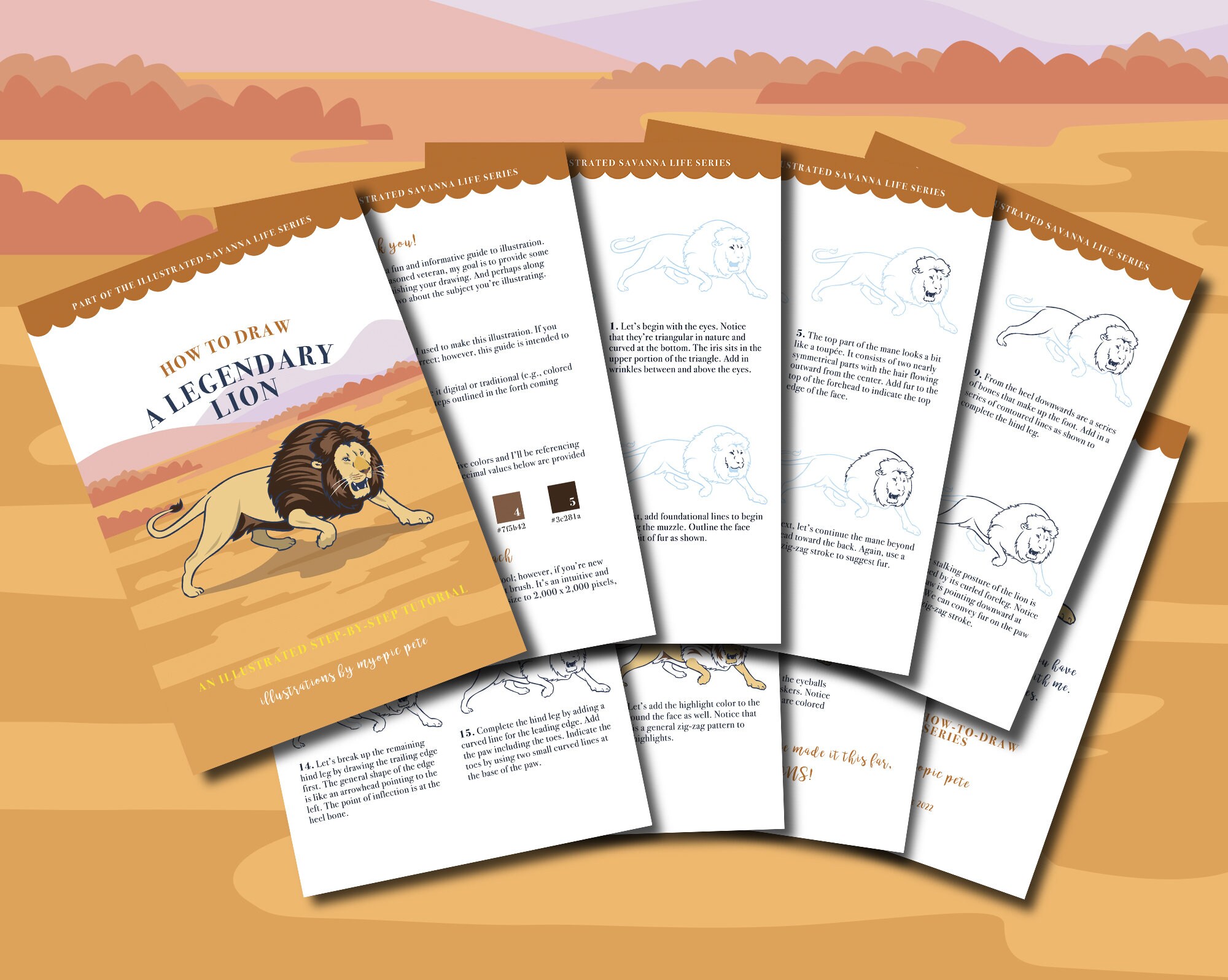 Step-by-step: How to Draw Animals of the Savanna 5 PDF Pack - Etsy