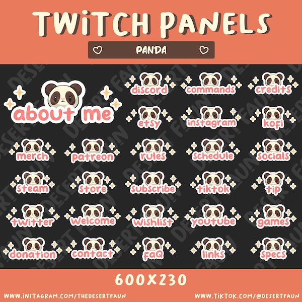 Panda Panels for Twitch - Etsy