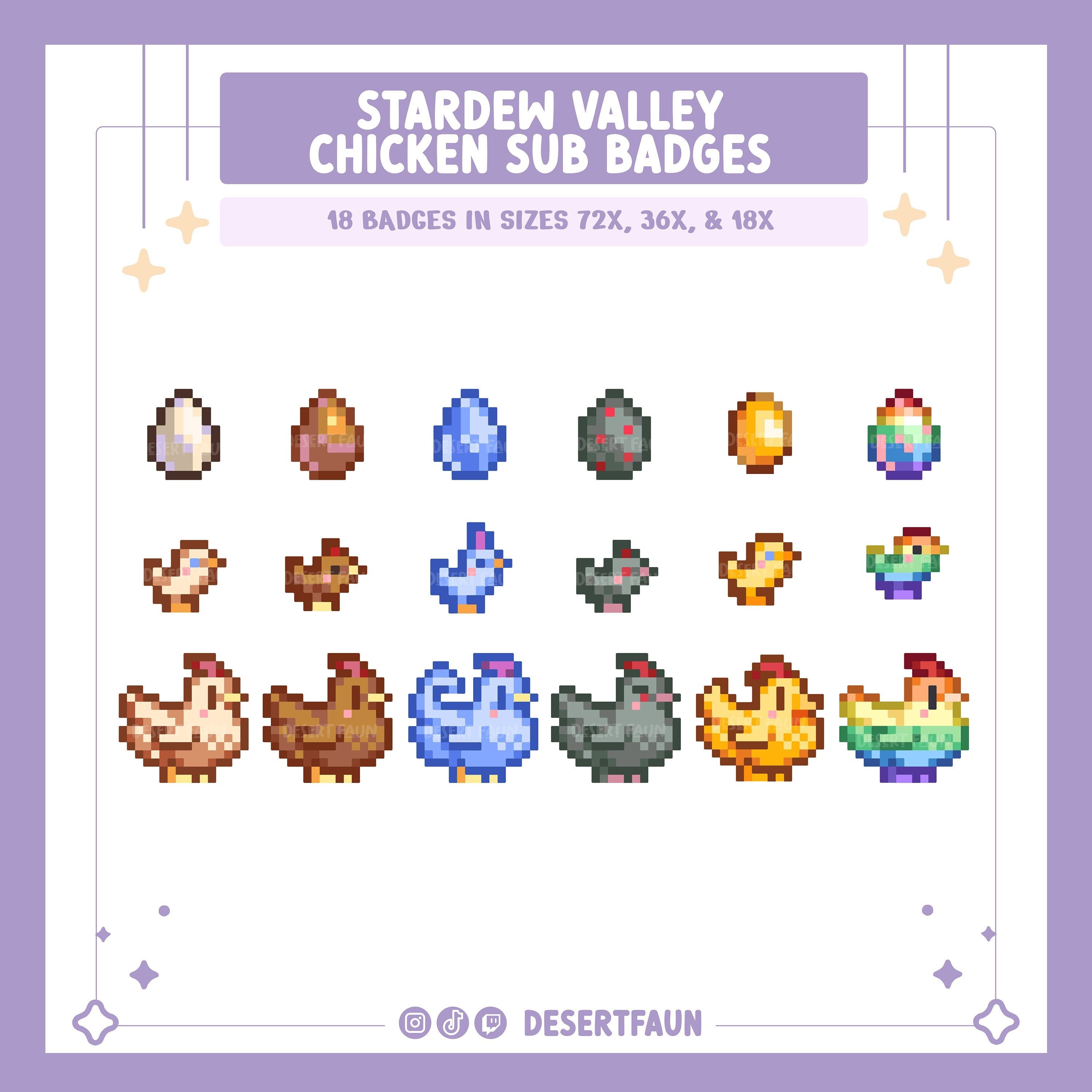 Stardew Valley Chicken Badges (18 Pack) for Twitch, Youtube, Discord ...