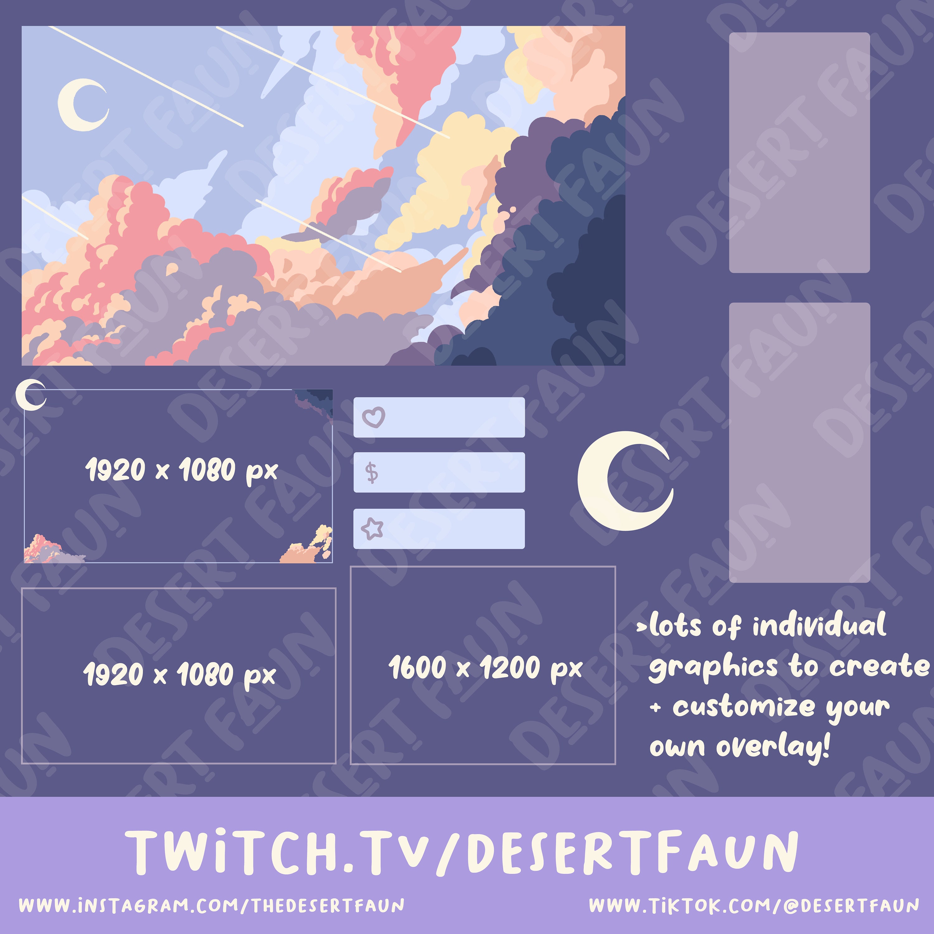 Animated Moonlight Fairy Clouds Twitch Overlays and Scenes - Stream ...