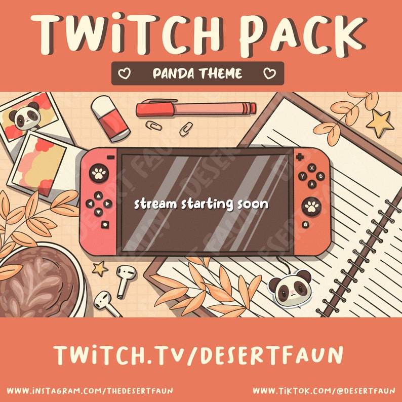 Animated Panda Lofi Gaming Desk Switch Twitch Overlays and Scenes ...