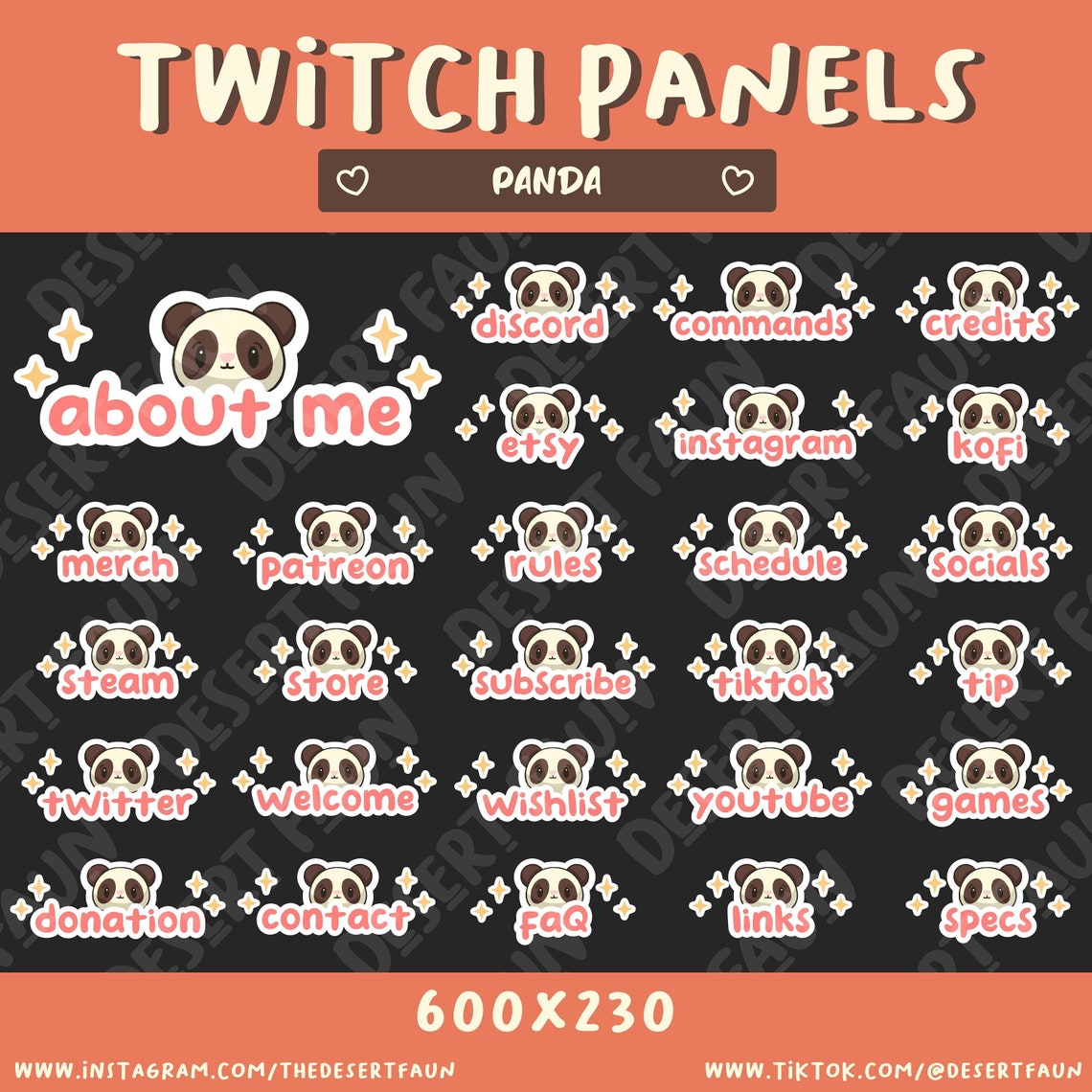 Cute Panda Panels for Twitch - Etsy