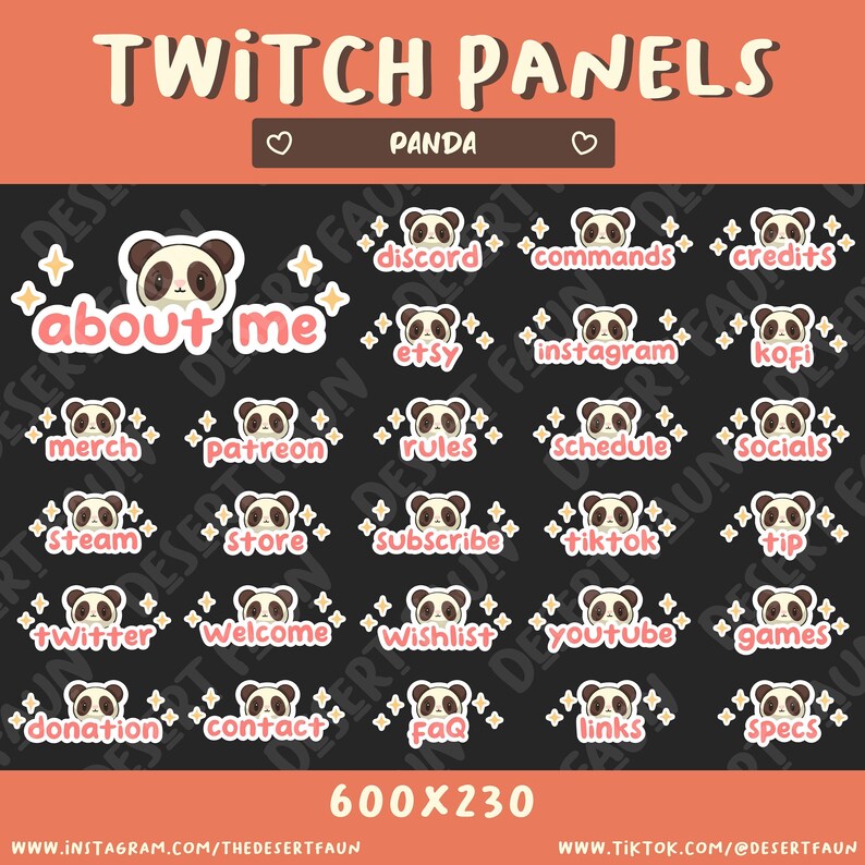 Cute Panda Panels for Twitch - Etsy