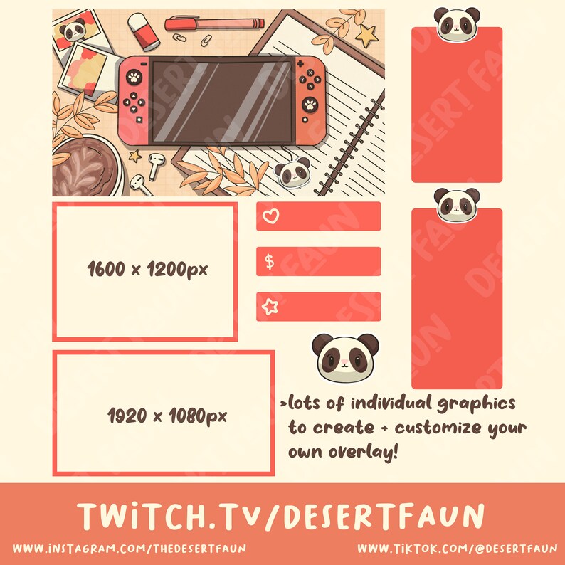 Animated Panda Lofi Gaming Desk Switch Twitch Overlays and Scenes ...