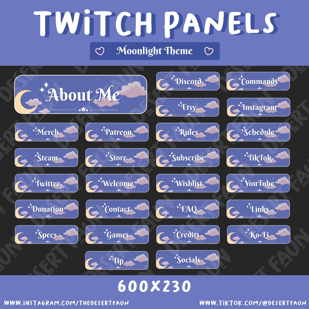 Cute Aesthetic Moonlight Panels for Twitch - Etsy