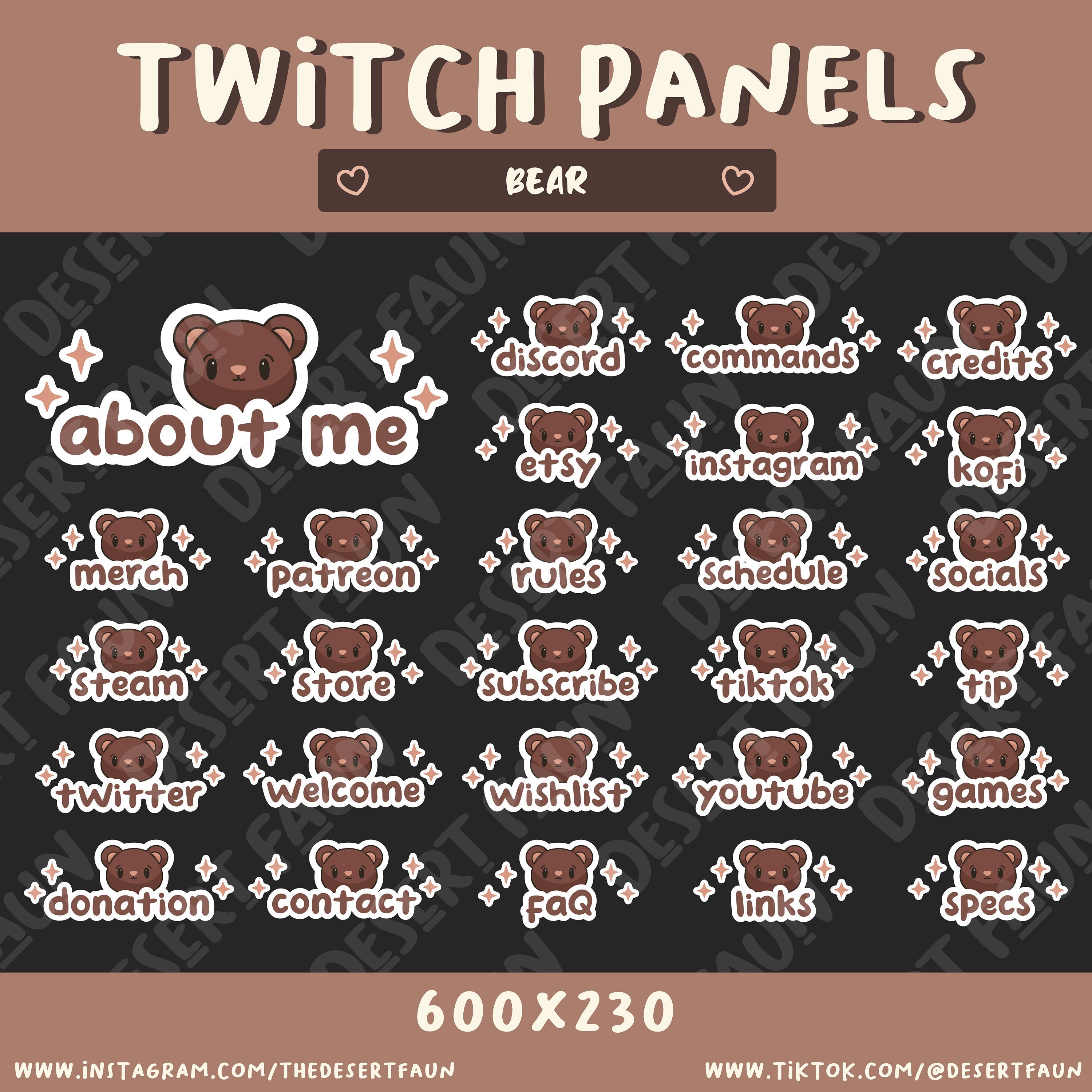 Cute Bear Panels for Twitch - Etsy