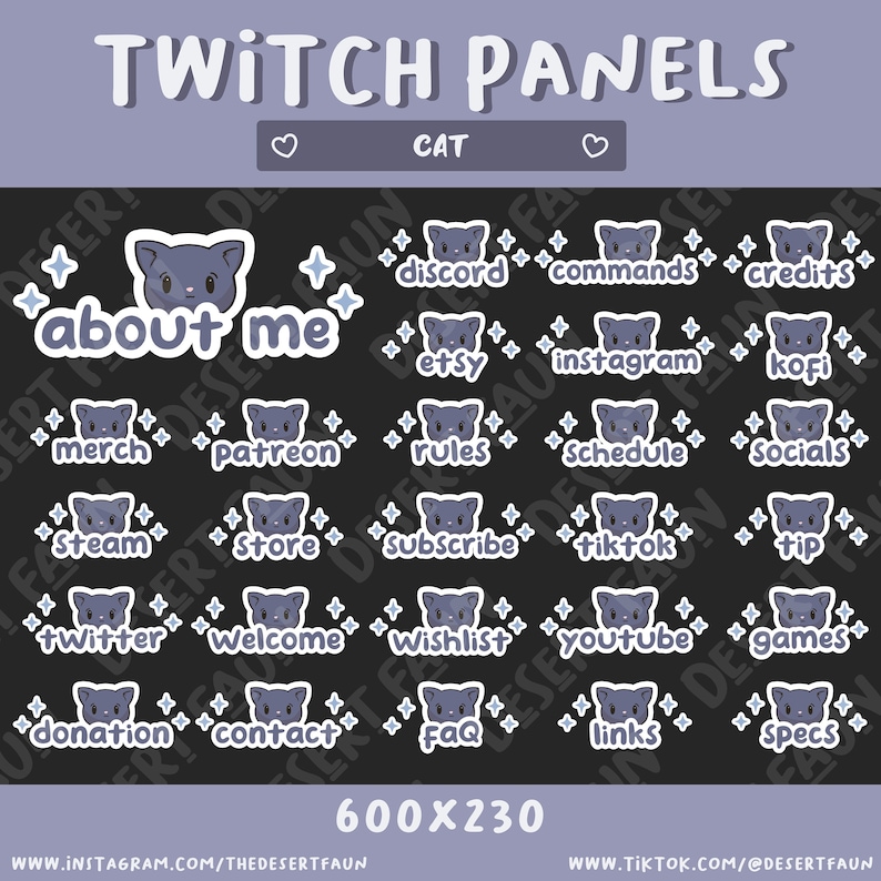 Cute Cat Panels for Twitch - Etsy