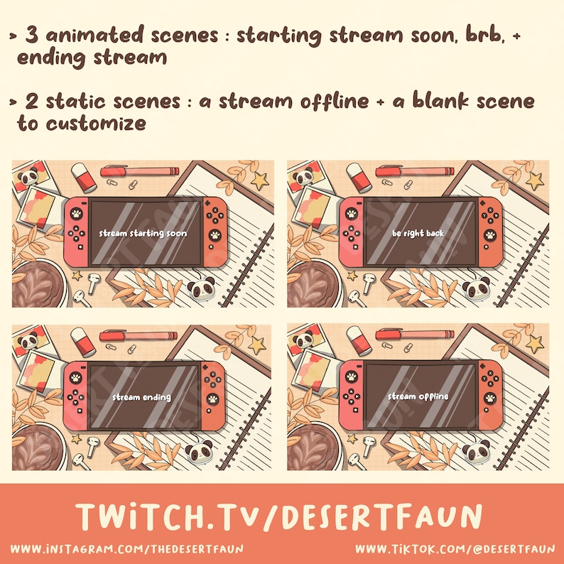 Animated Panda Lofi Gaming Desk Switch Twitch Overlays and Scenes ...