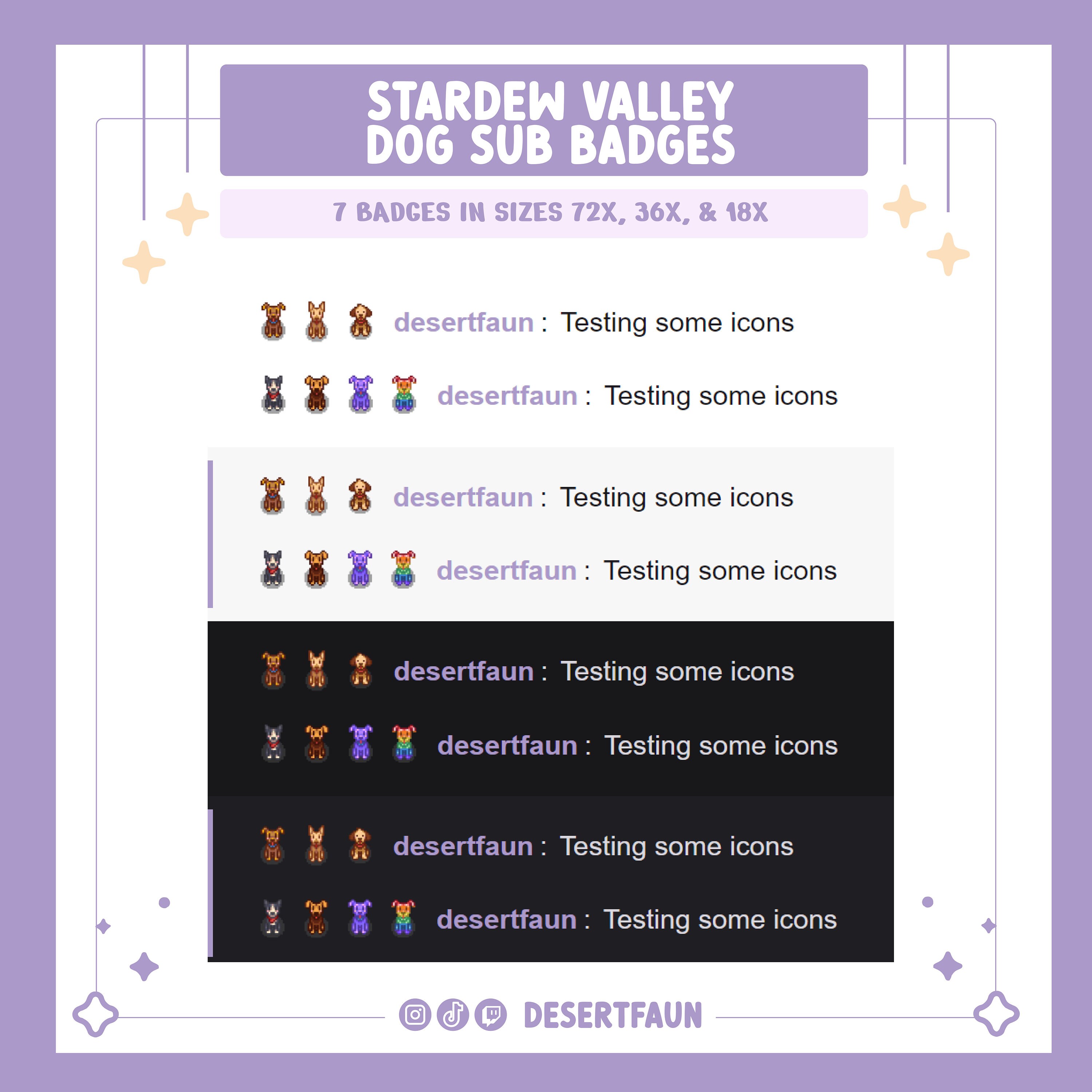 Stardew Valley Dog Badges (7 Pack) for Twitch, Youtube, Discord ...