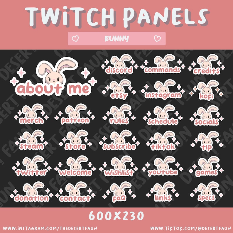 Cute Bunny Panels for Twitch - Etsy