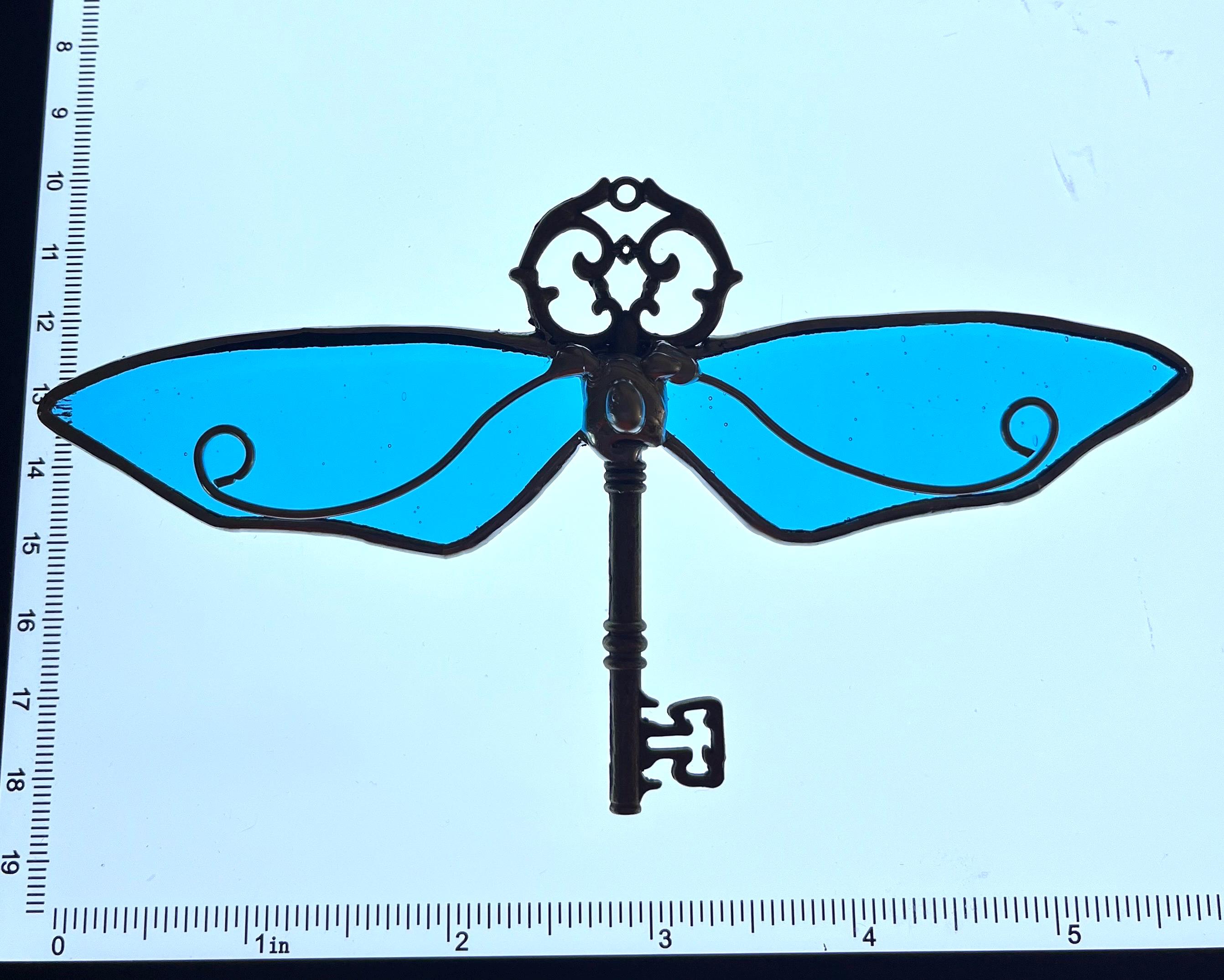 Stained Glass Skeleton Key Dragonfly Sun Catcher - Etsy