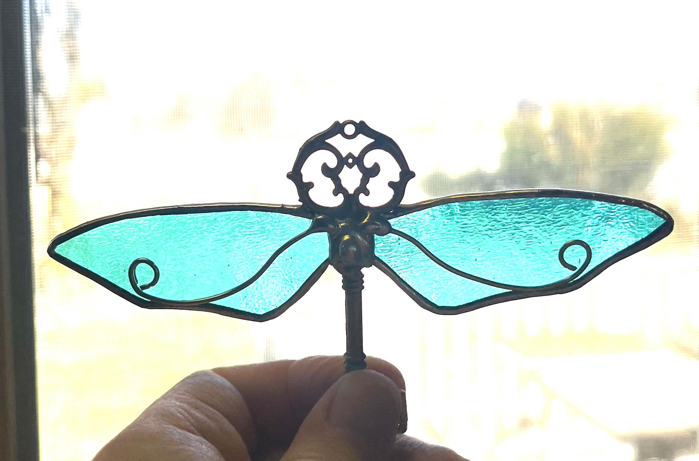Stained Glass Skeleton Key Dragonfly Sun Catcher - Etsy