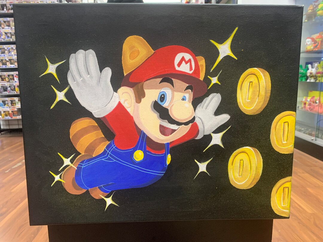 Super Tanuki Mario by Must Original Painting on Canvas - Etsy