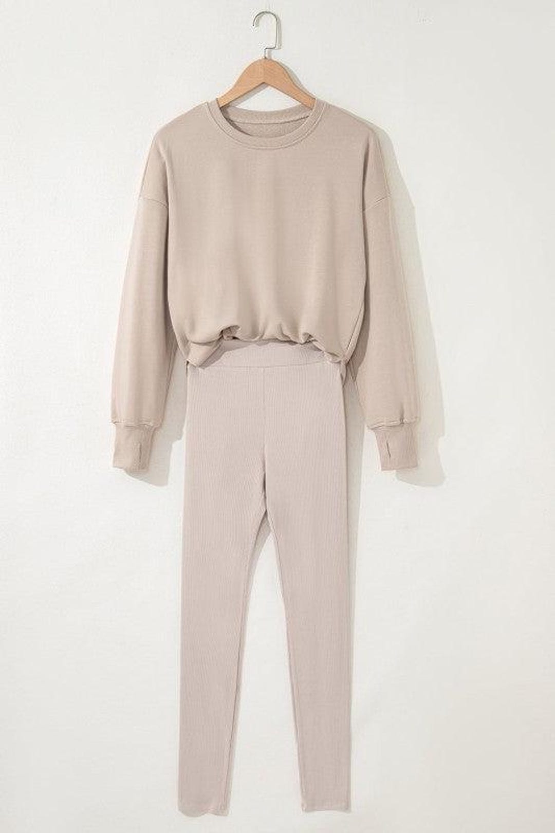 Solid Side Slit Sweatshirt and Leggings Set - Etsy