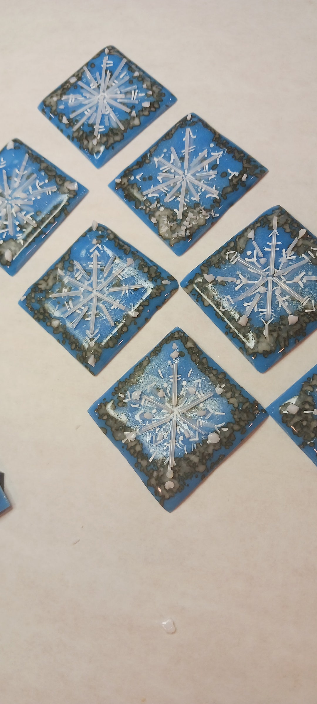 Fused Glass Blue Snowflake Ornament - Etsy