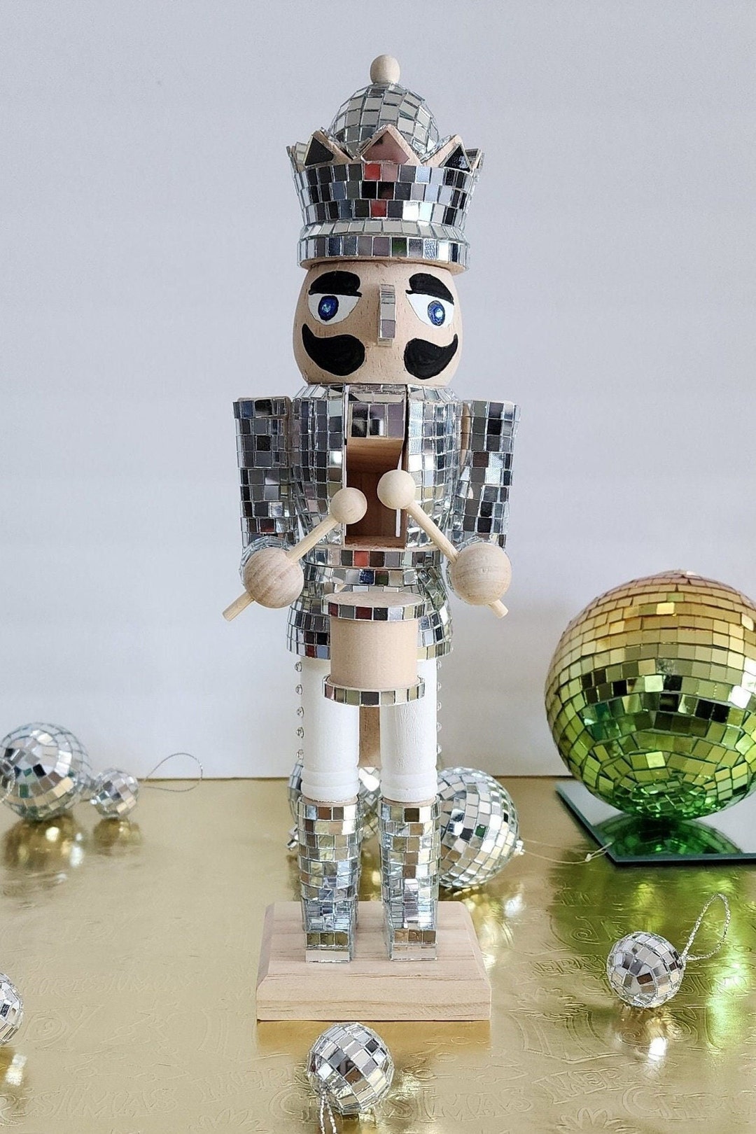 12" Wooden Nutcracker- Neutral, Disco Nutcracker, Hand Painted, Fully ...