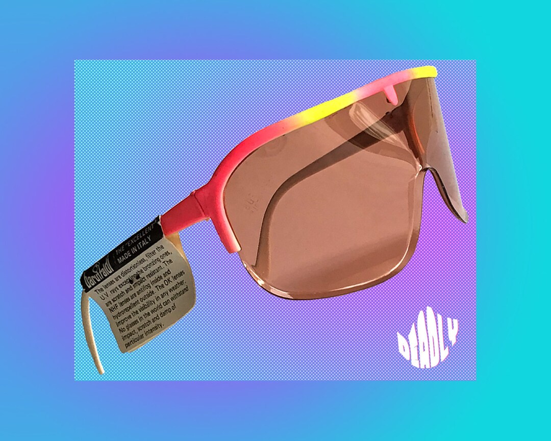Baruffaldi GLI Pink Yellow Day Glo Shield Visor Sunglasses Vintage 1980 ...