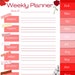 Red Digital Daily Planner Weekly Planner With Digital Stickers - Etsy