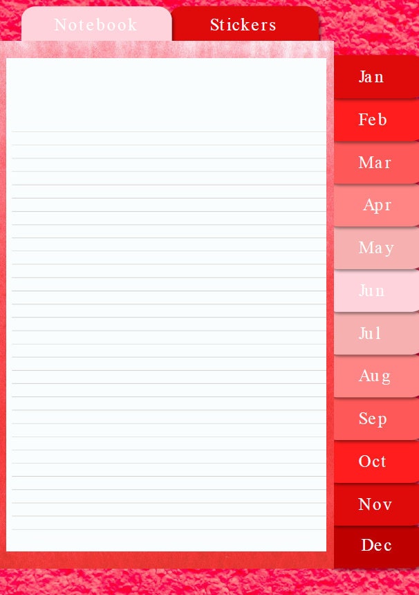 Red Digital Daily Planner Weekly Planner With Digital Stickers - Etsy