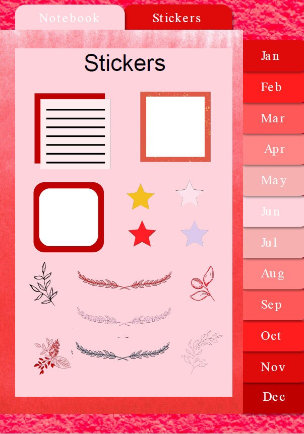 Red Digital Daily Planner Weekly Planner With Digital Stickers - Etsy