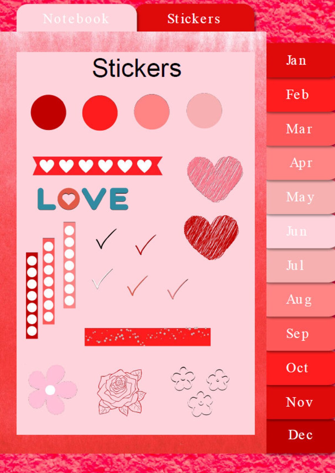 Red Digital Daily Planner Weekly Planner With Digital Stickers - Etsy