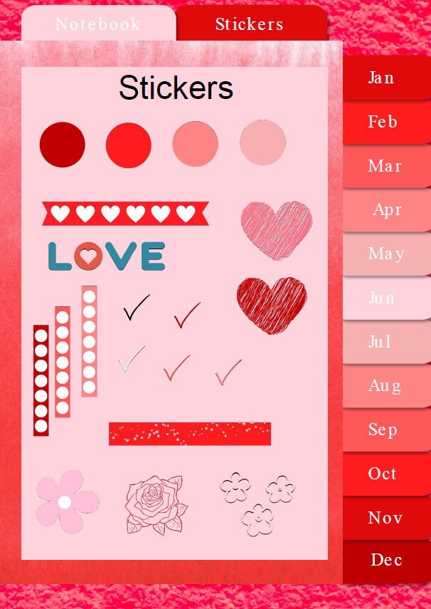 Red Digital Daily Planner Weekly Planner With Digital Stickers - Etsy