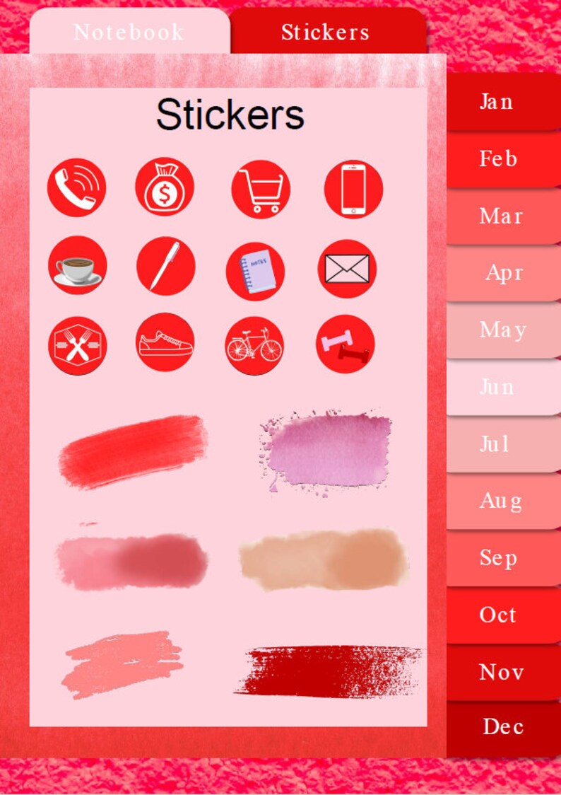 Red Digital Daily Planner Weekly Planner With Digital Stickers - Etsy