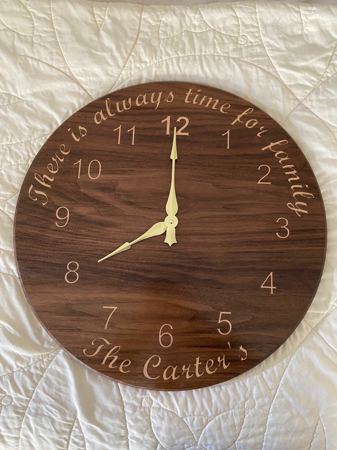 Walnut Inlay Clock - There is Always Time for Family - Etsy