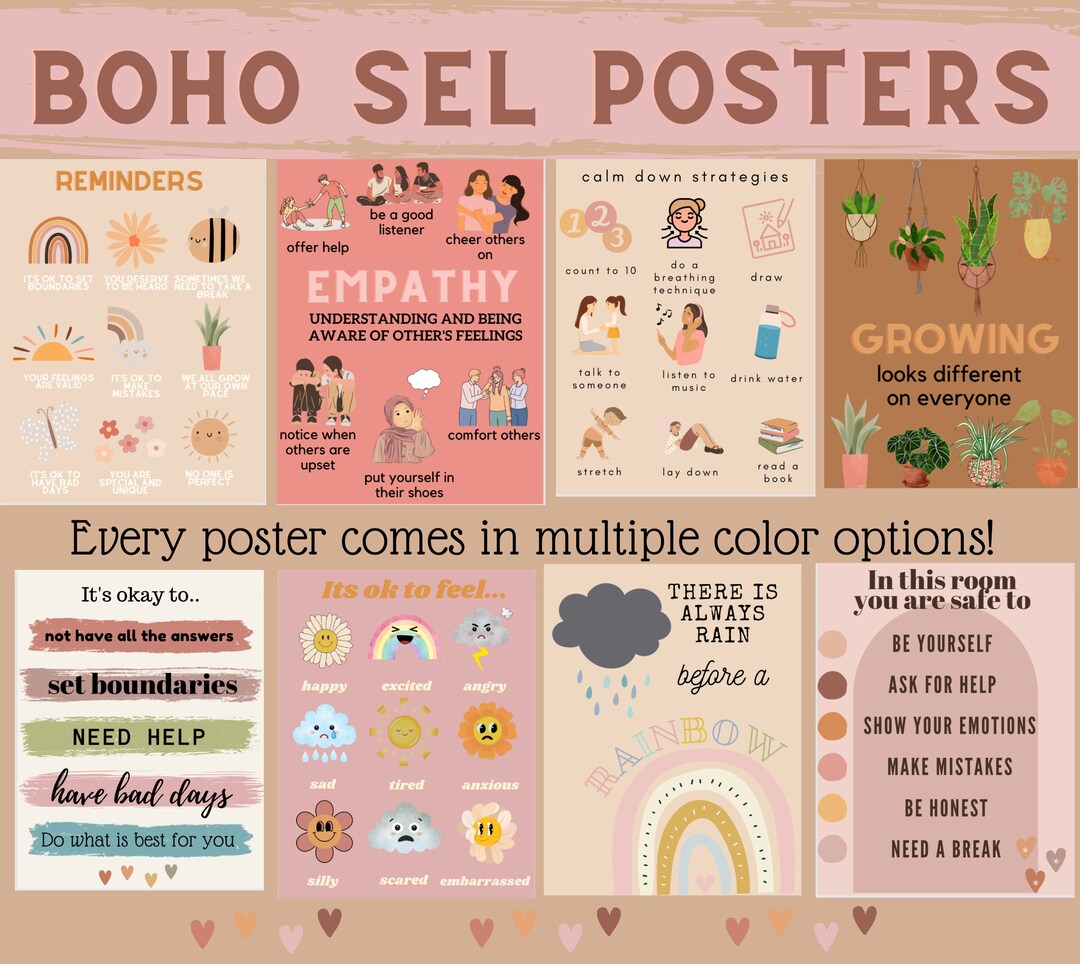 BOHO SEL Classroom Posters - Etsy