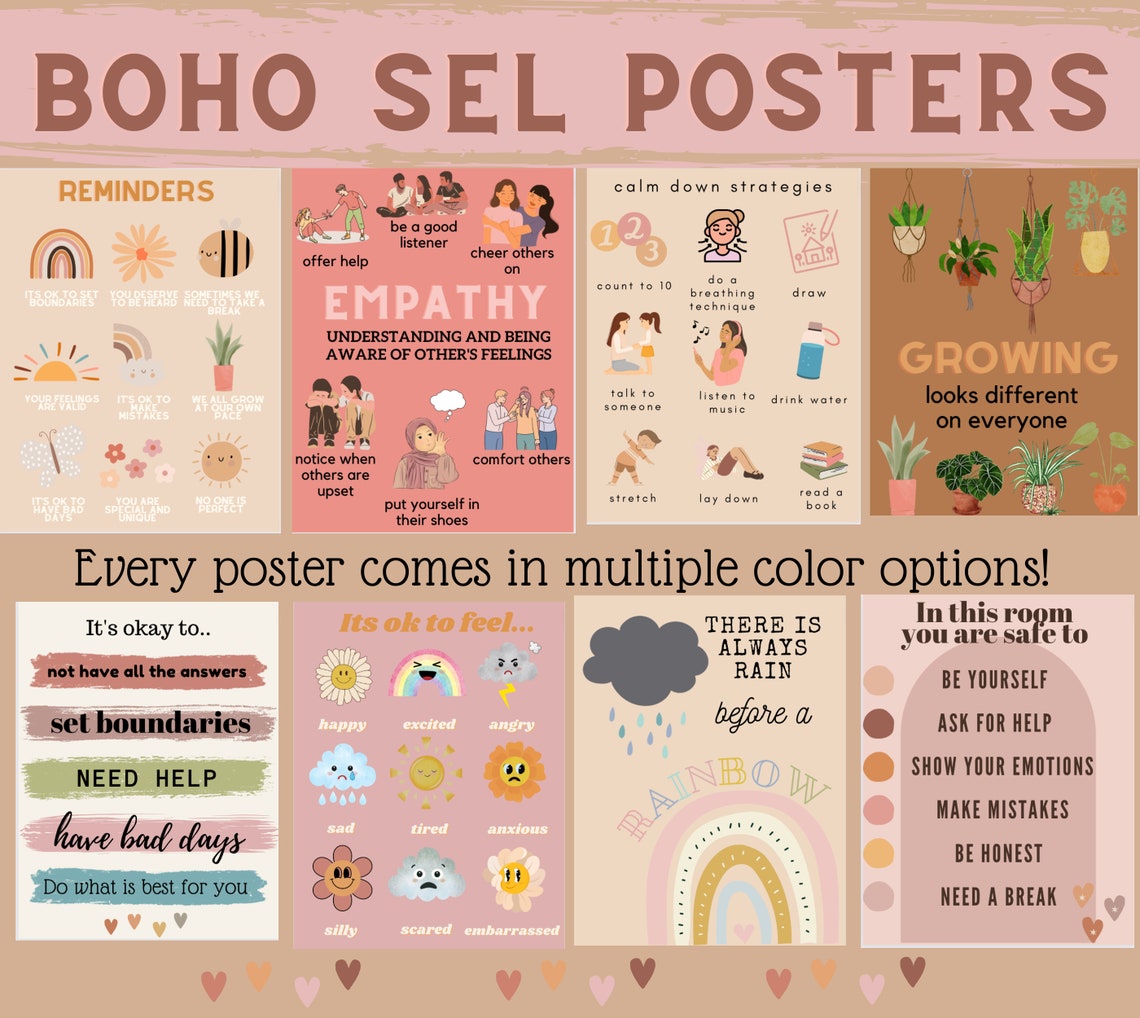 BOHO SEL Classroom Posters - Etsy