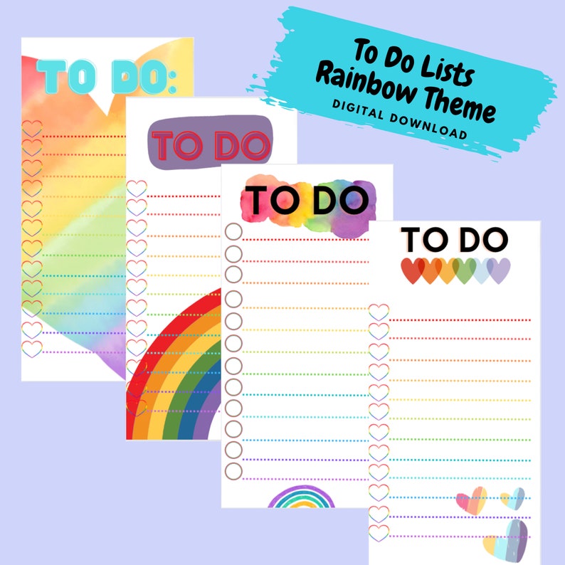 TO DO LISTS Rainbow Theme Digital Download - Etsy