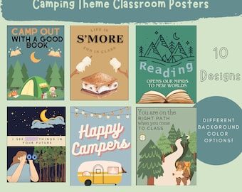 Camping Adventure Classroom Posters 12, Retro Colors, Printable ...