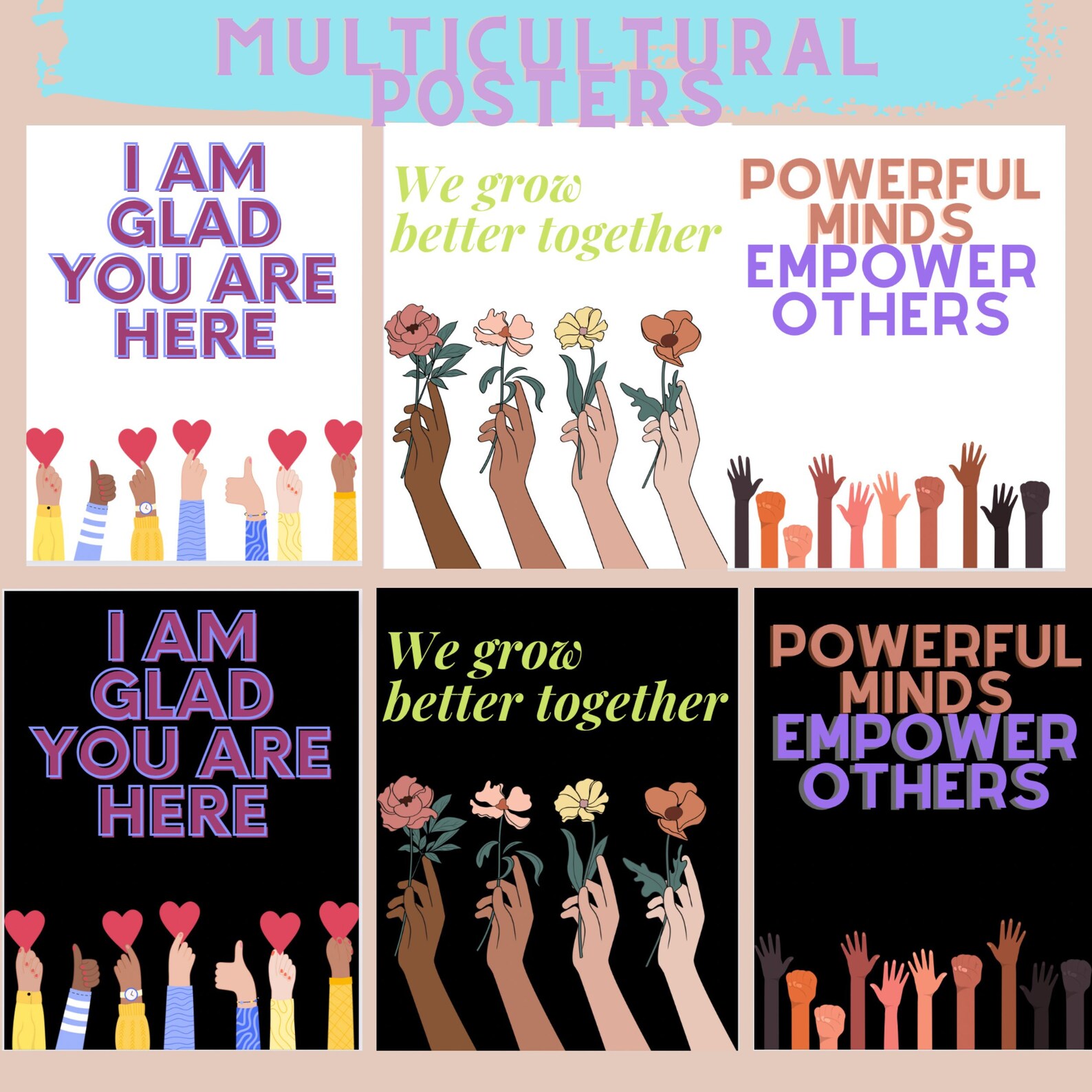10 Multicultural Classroom Posters Colorful. Multilingual, Diversity ...