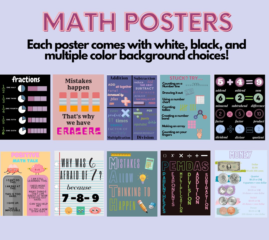 10 Math Class Posters! Strategies, Encouragement, and Anchor Chart ...
