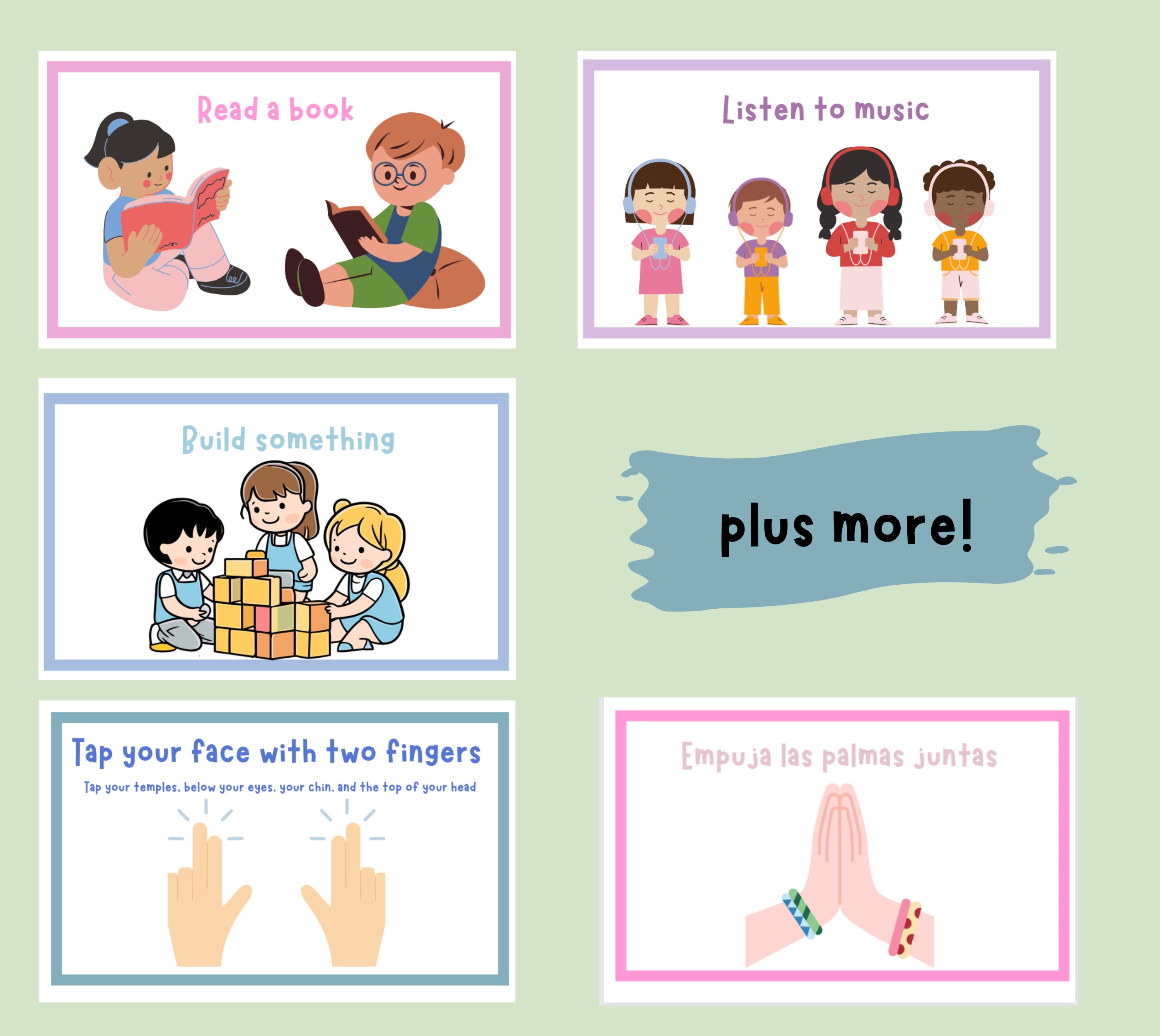 Bilingual Calming Cards- 34 English & Spanish Calming Strategies - Etsy