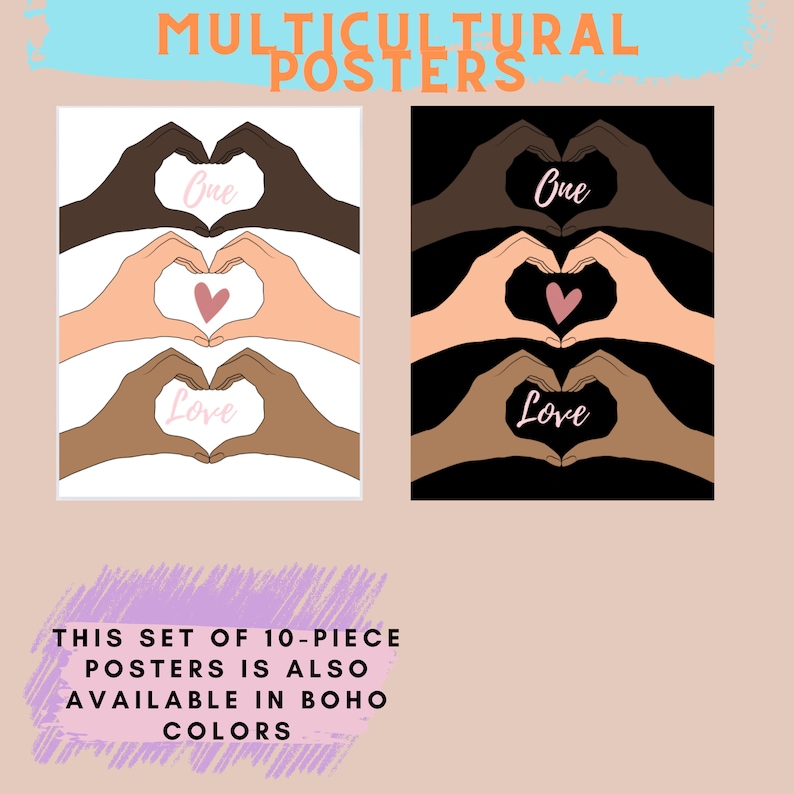 10 Multicultural Classroom Posters Colorful. Multilingual, Diversity ...