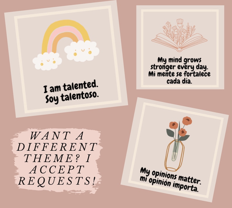 English & Spanish Boho Positive Affirmation Cards 54 Cards - Etsy