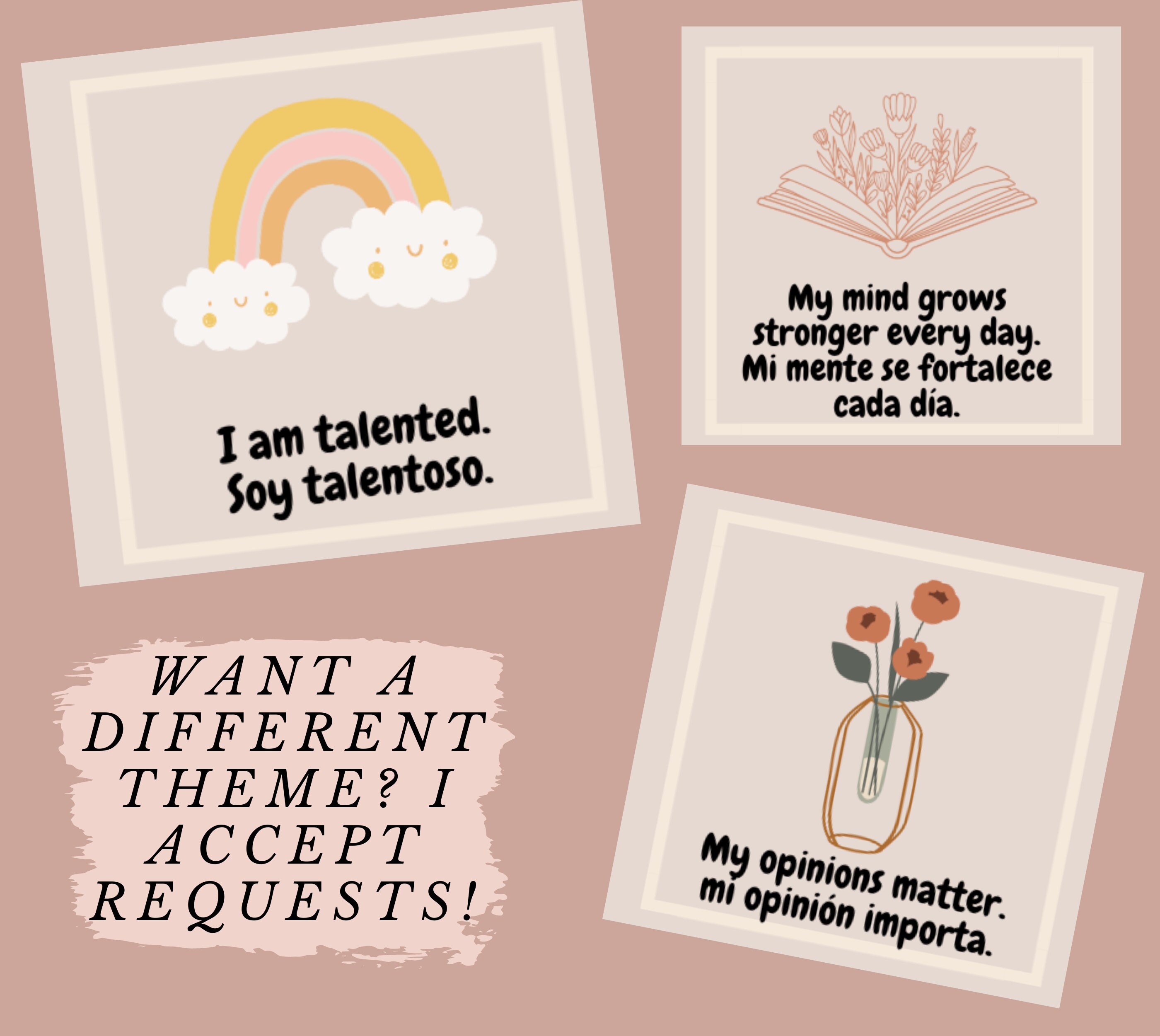 English & Spanish Boho Positive Affirmation Cards (54 Cards) - Etsy